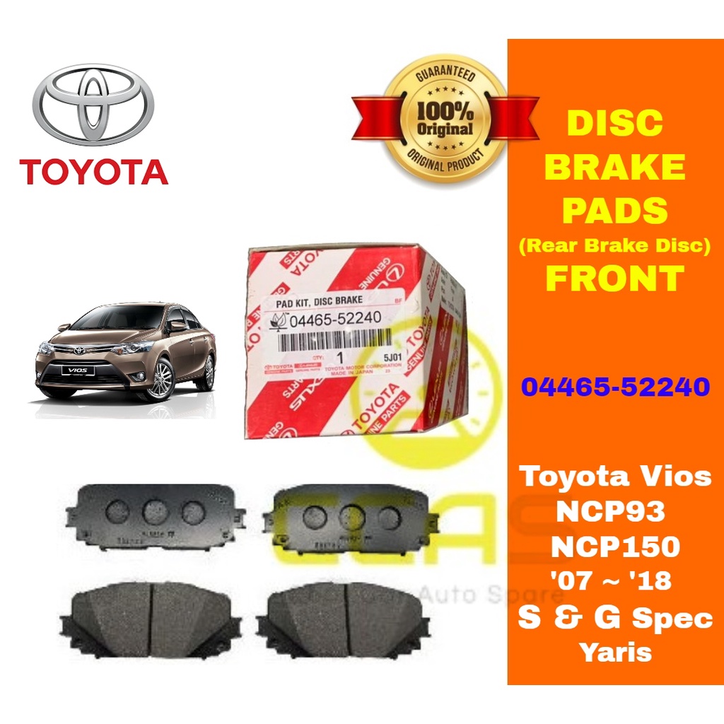 ( 100% ORIGINAL ) Toyota Fr Brake Pads - Vios NCP93 NCP150 NCP151 *S ...