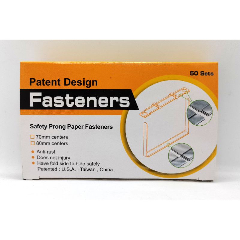 SAFETY PRONG PAPER FASTENER 70MM CENTERS 50SETS PER BOX | Shopee Malaysia