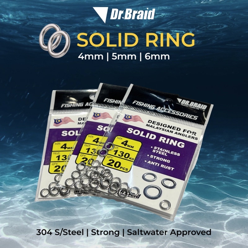 Dr.Braid Solid Ring 4mm 5mm 6mm for Jigging Assist Hook Micro Jigging / Light Jigging / Fast ...