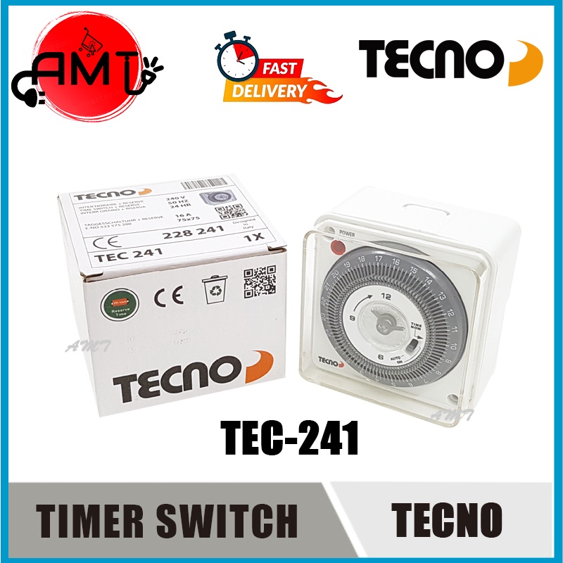 TECNO ANALOUGUE TIME SWITCH 24HOUR DIN RAIL TYPE 15MIN SPRING RESERVE ...