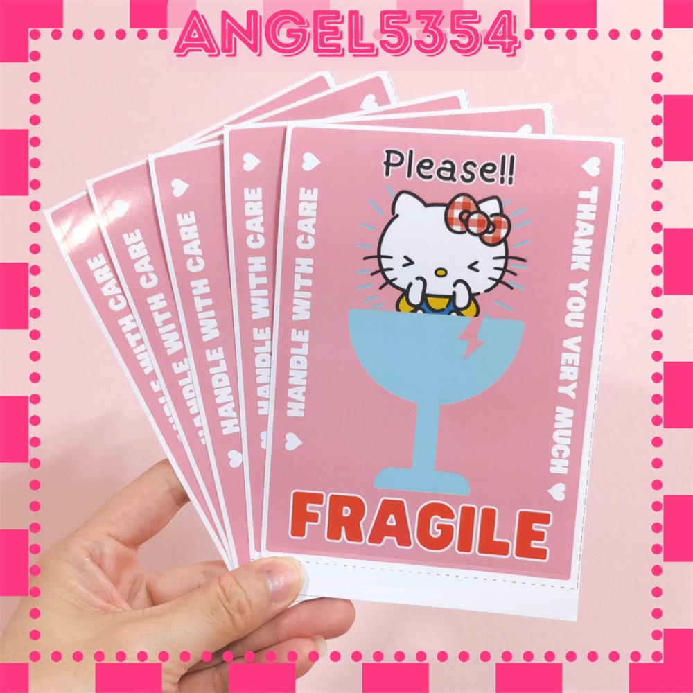 HELLO KITTY Large Fragile Sticker / Pink Fragile Sticker / Custom Made ...