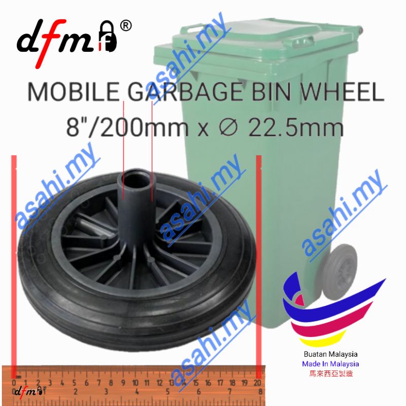 Dustbin Wheel (8'')200mm Roda Tong Sampah / Shaft For Dustbin Wheel ...