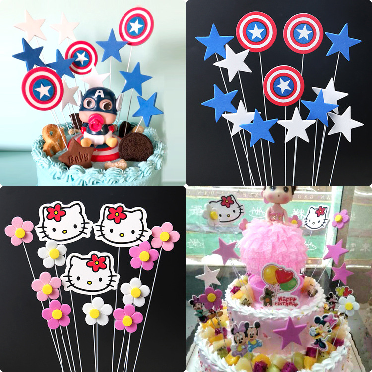 7Pcs /Pack American Captain/Super--man/Hello Kitty/Mickey Minnie Happy ...