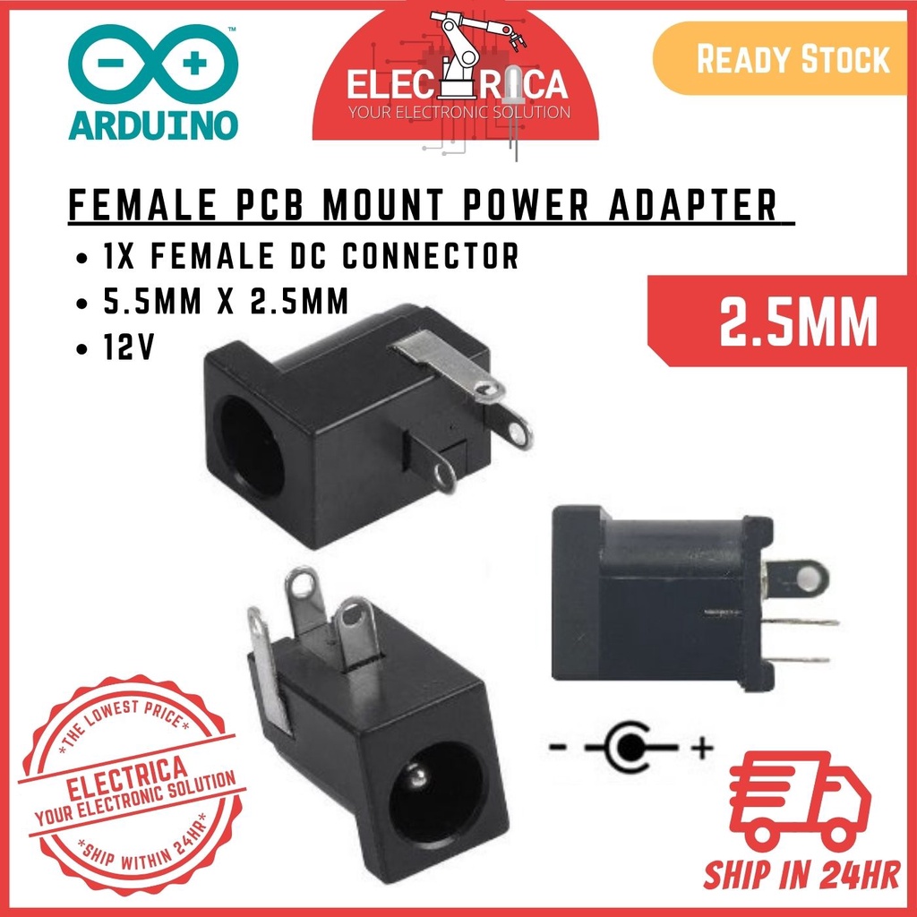 DC-005 PCB Mounting DC Power Jack Female 2.1/2.5mm x 5.5mm / DC-005 Module Board | Shopee Malaysia