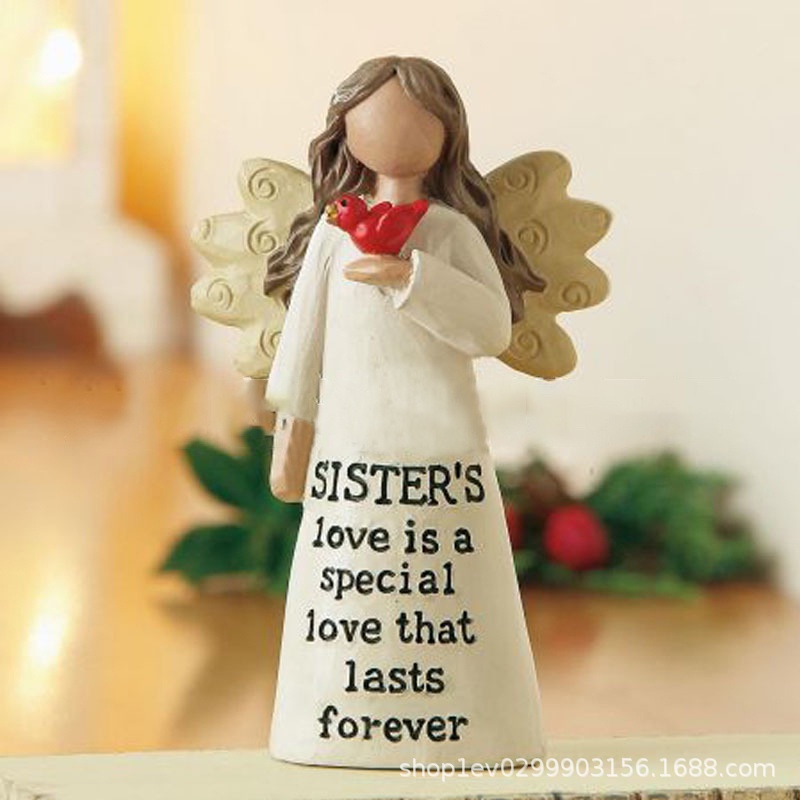Friendship Angel Statue Hand Painted Memorable Blessing Sculpted ...