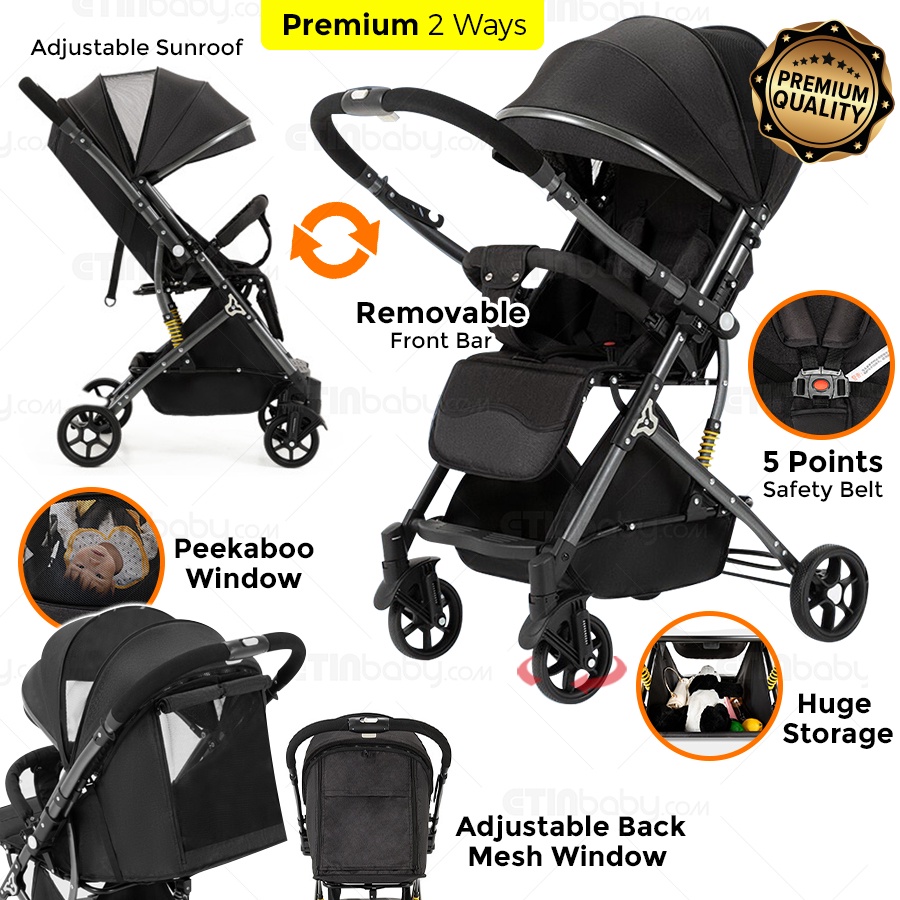 2 Way Baby Stroller Foldable Lightweight Newborn Travel Trolley Bayi ...
