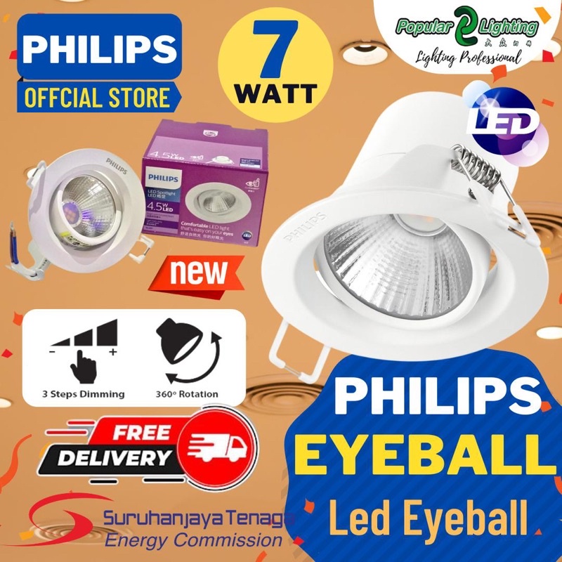【Ready Stock】Philips LED Eyeball 59776 Pameron 7W Recessed Spotlight ...