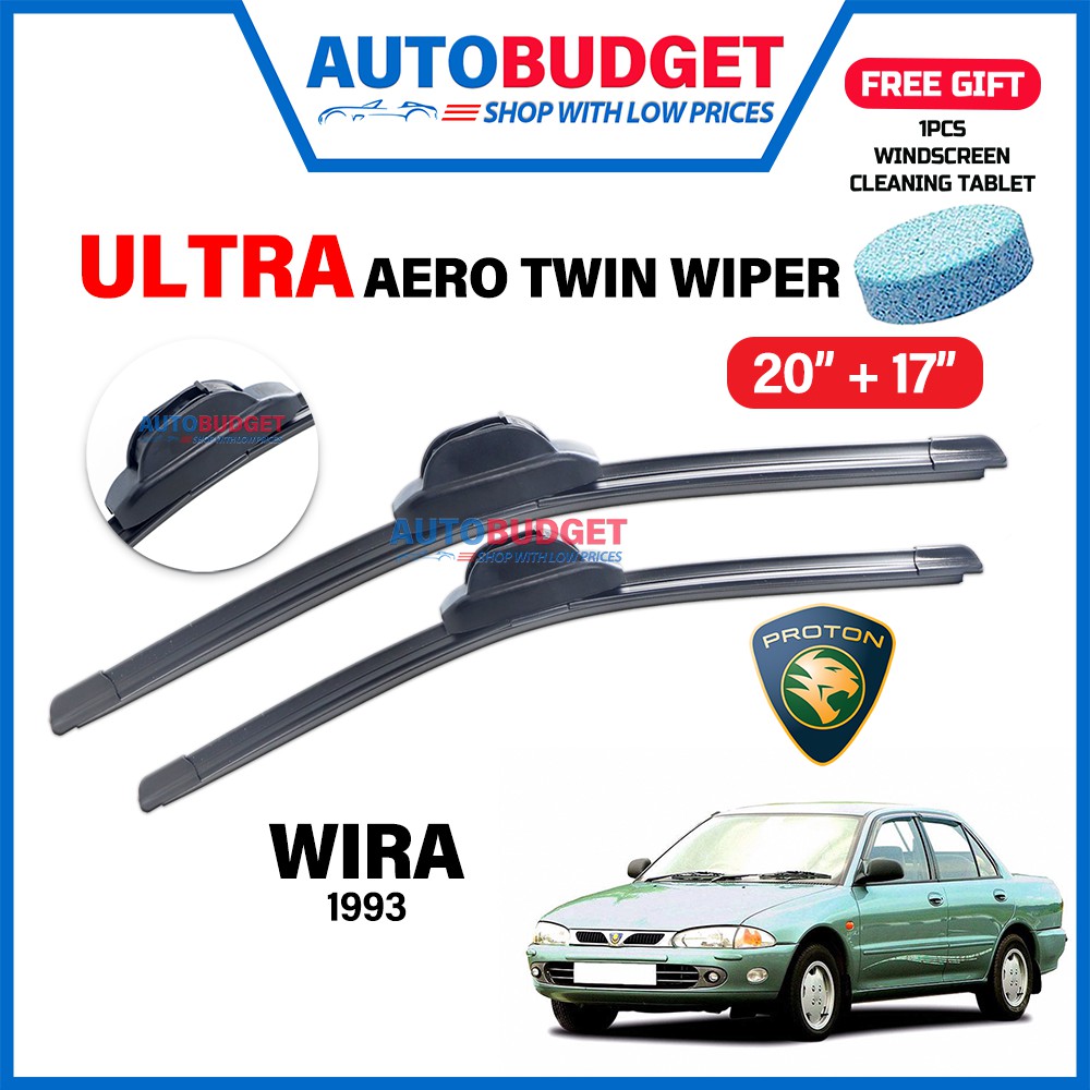 PROTON WIRA 1993 ULTRA Aero Twin Wiper | UNIVERSAL ADAPTER | WIRA Wiper Set (20" +17 ...