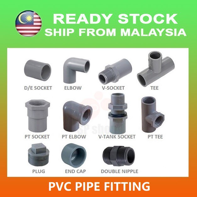 PVC Pipe Fitting Air Paip Plastik Penyambung (15/20/25MM) Grey | Shopee Malaysia
