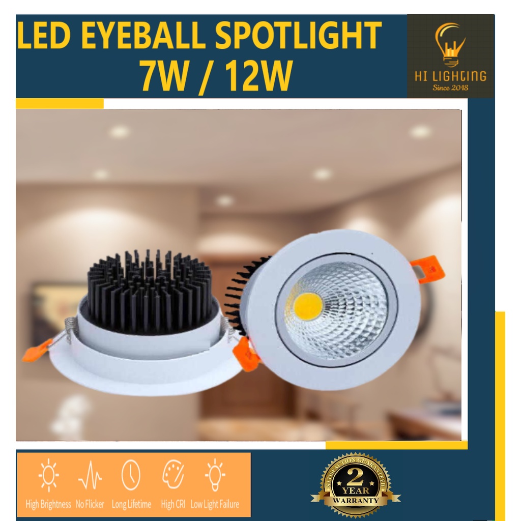 Lampu LED Eyeball Spotlight Lampu Bilik LED 7W 12W 18W 3000K Warm White ...