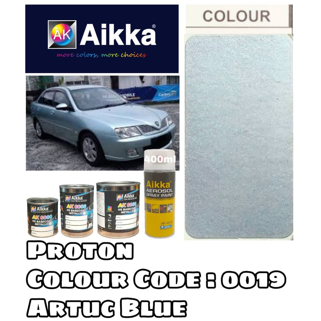 AIKKA AUTOMOTIVE PAINT BASECOAT / PROTON WAJA 0019 / ARTIC BLUE / TOUCH ...