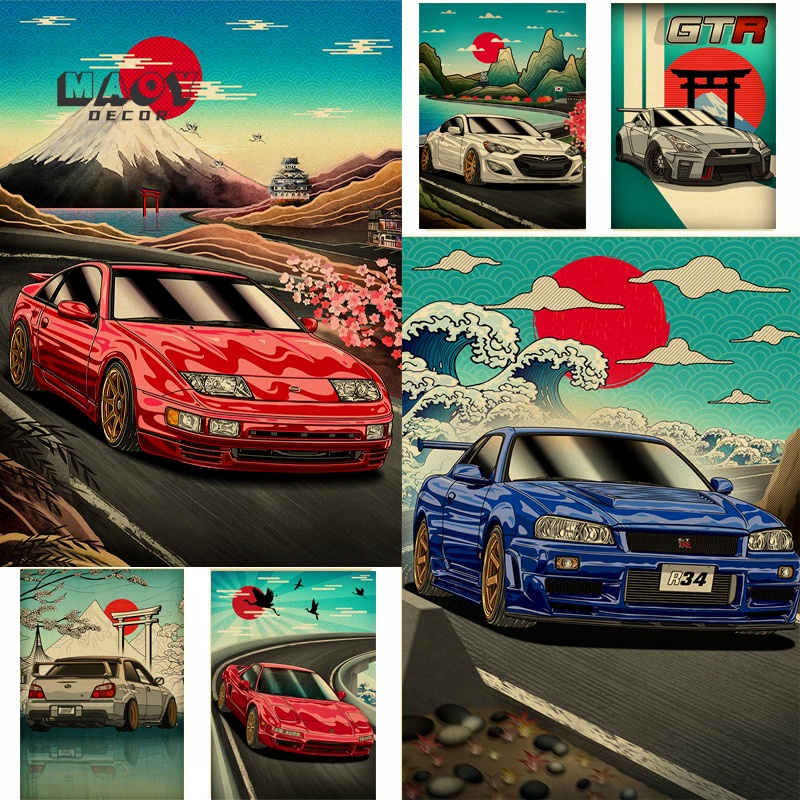 Classic Jdm Cars Nippon Kraft Paper Poster High Quality Car Minivan ...