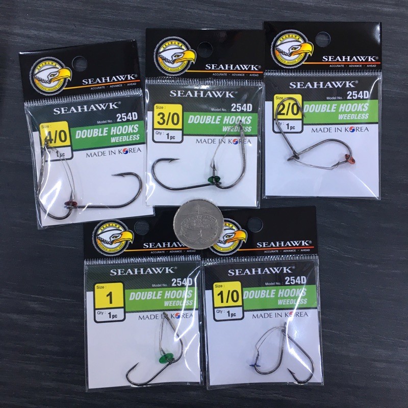 Seahawk Mata Kail Ikan Haruan Double Hooks 254d Weedless Made in korea ...