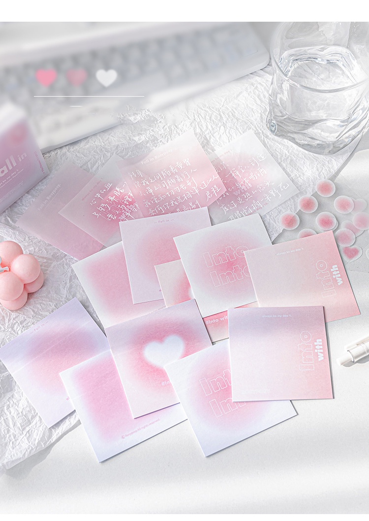 JIANWU 112 Sheets/Box Creative Smudge Stained Gradient Notes Box ...