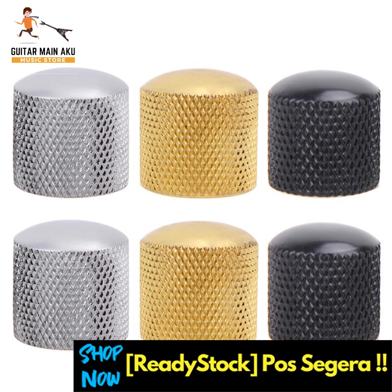 🎼Pos Segera🎸 Metal 2pcs Electric Bass Guitar Volume Tone Control Knobs ...