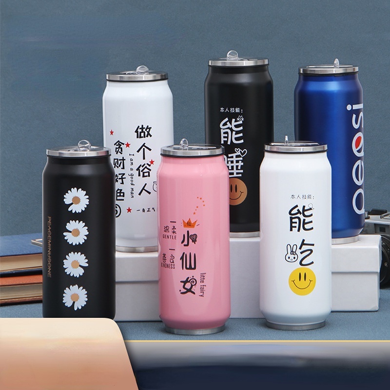 Water Bottle Stainless Steel Canister Vacuum Flask DIY Creative Unique ...