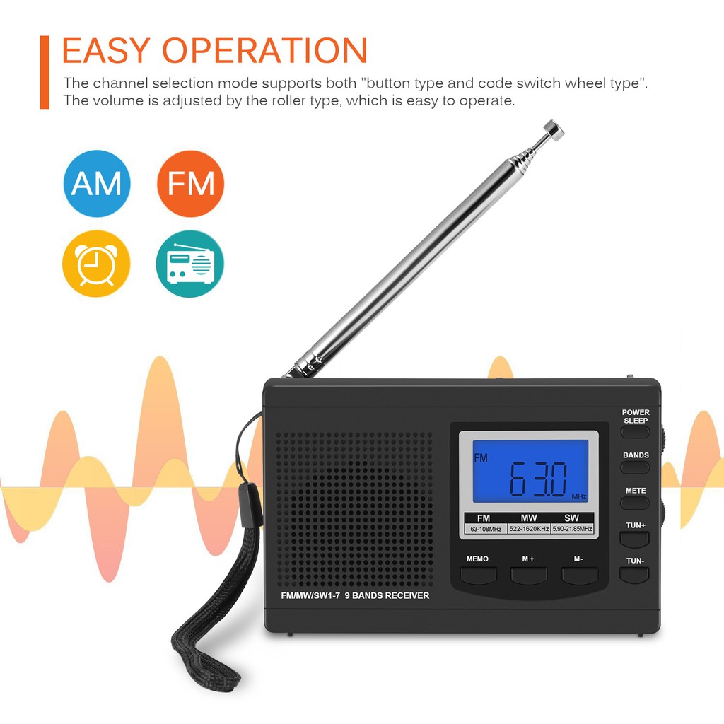 Portable Mini Radios FM/MW/SW with Antenna Digital Alarm Clock FM Radio Receiver | Shopee Malaysia