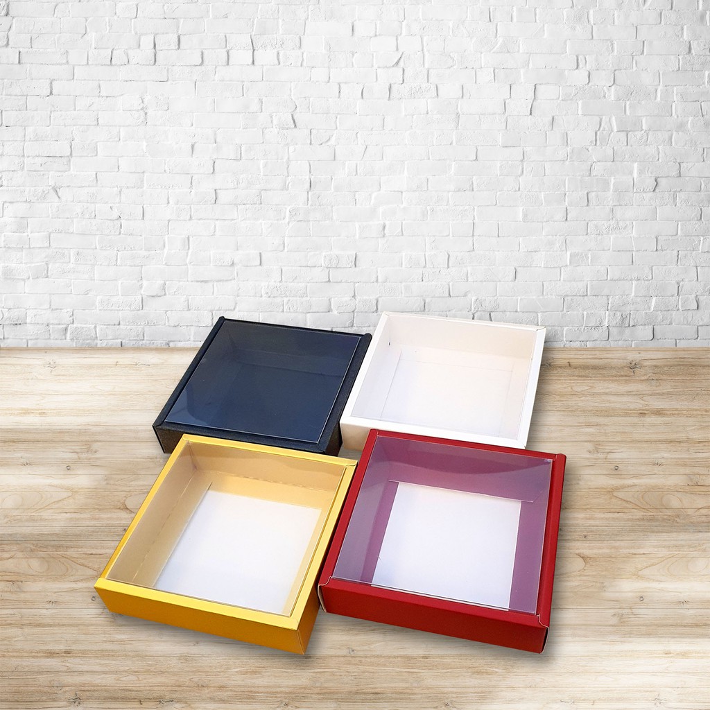 (Sq-Small)Transparent Packing Box | Meringue PVC Cookies box | Window ...