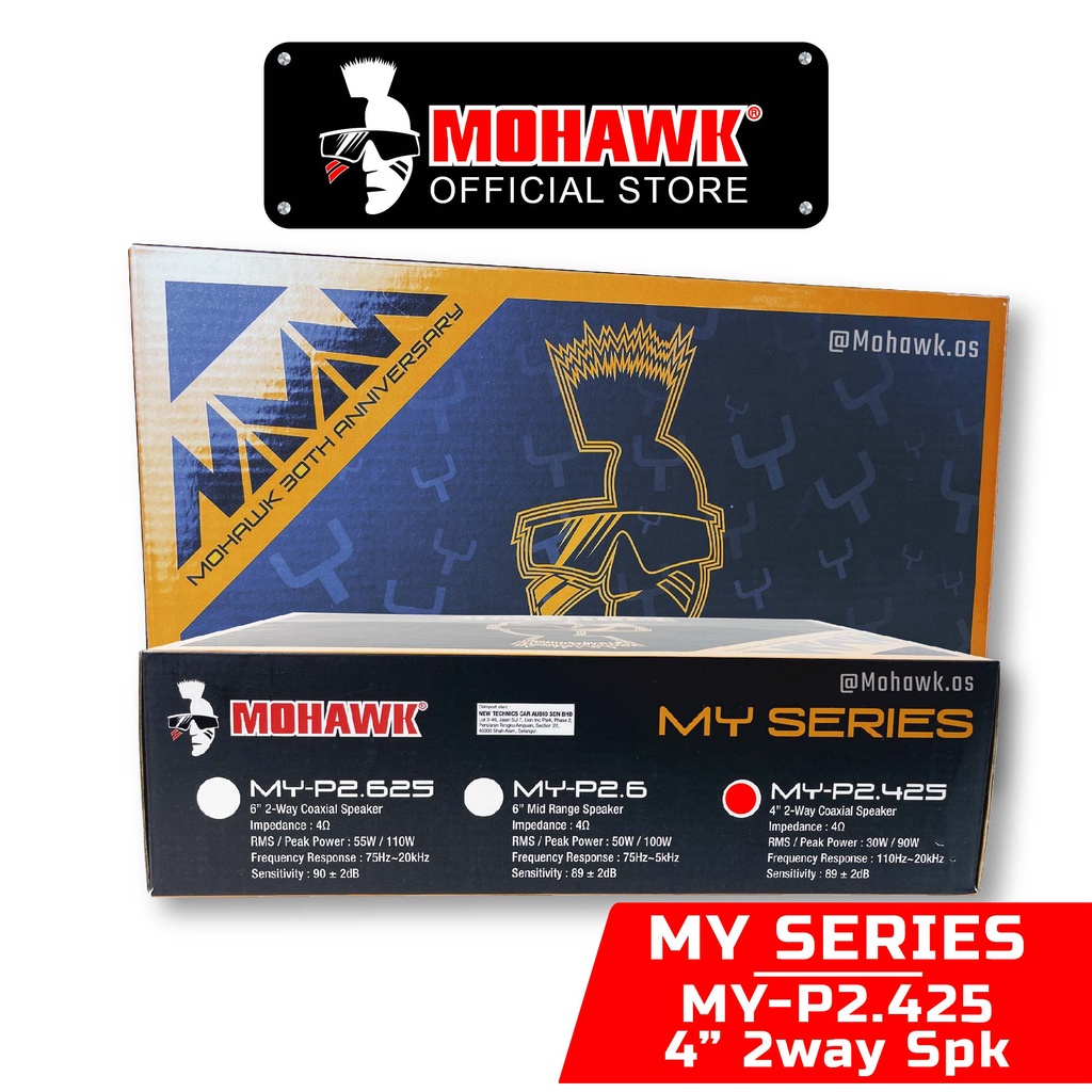MOHAWK MY Series Perodua 4"Inch 2-Way Coaxial Speaker Plug & Play Spk ...