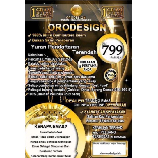 KUPON AHLI EMAS ORODESIGN BARANG KEMAS 916 GOLD BAR 999 DINAR 999 ...