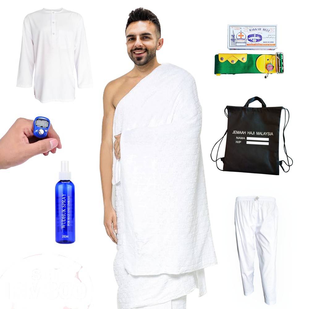 SET IHRAM EHRAM 7in1 COMBO Kain Ihram+Tali Pinggang+Tasbih Digital ...