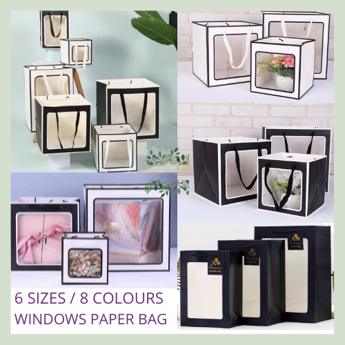 Window Paper Bag/Square Paper Bag/Transparent Bag/Gift Paper Bag with ...