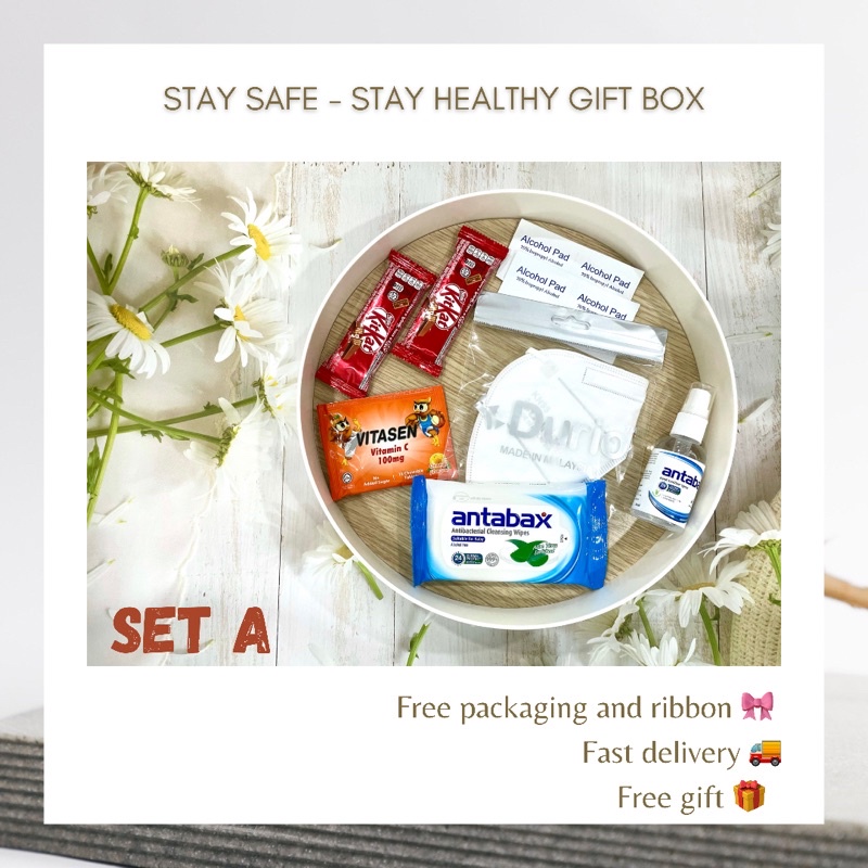 Stay Safe Gift Box KN95 KF94 Medical Face Mask Antabax Sanitizer Wipes ...