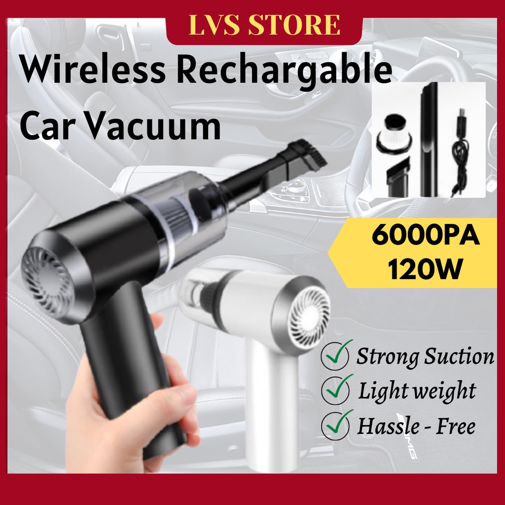 🔥READY STOCK🔥Strong Suction Cordless Rechargeable Mini Car Vacuum Cleaner Portable Wireless ...