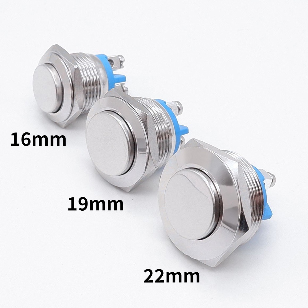 16mm Momentary Reset Metal Push Button Switch 1NO Ball High Flat Head ...
