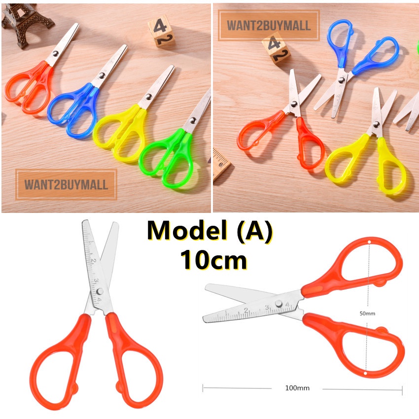 🇲🇾 🏆 Stainless Steel Kids Student Scissors Cutter Gunting Sekolah Stationery School Alat Tulis ...