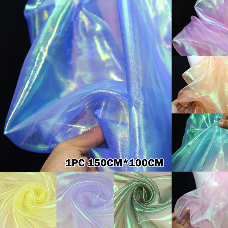 1pc 150cm*100cm Fluorescent Fabrics Colorful Shiny Gauze Fabric Stage ...