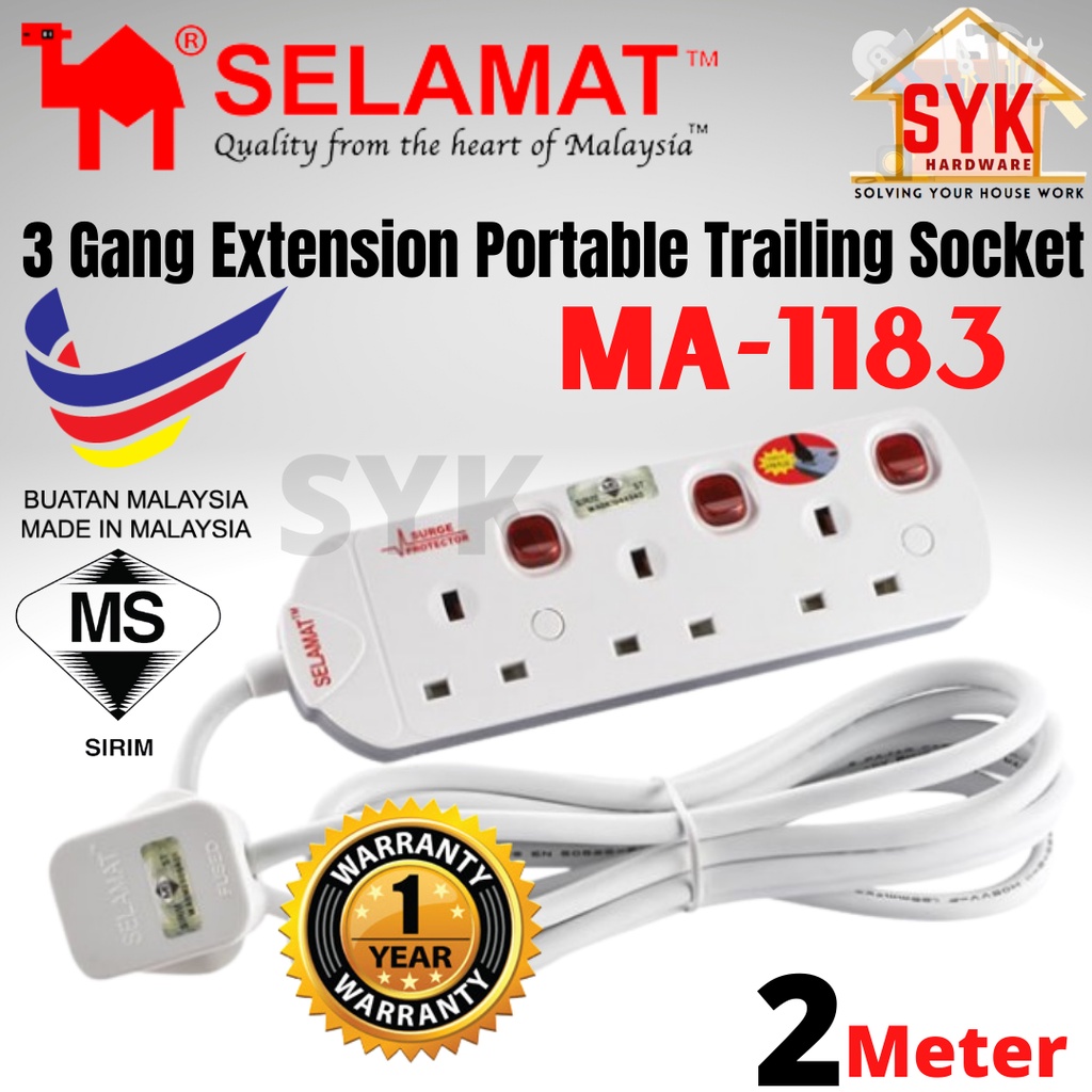 SYK SELAMAT Extension Portable Trailing Socket (SIRIM) Extension Socket ...