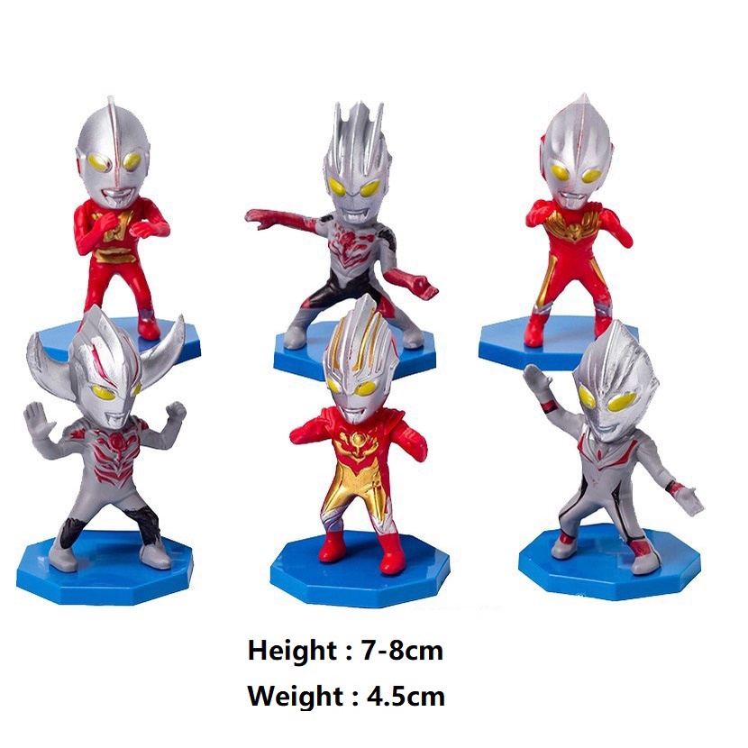 (Cake Topper Decoration) Ultraman Figurine 6pcs set l Big Head Ultraman ...