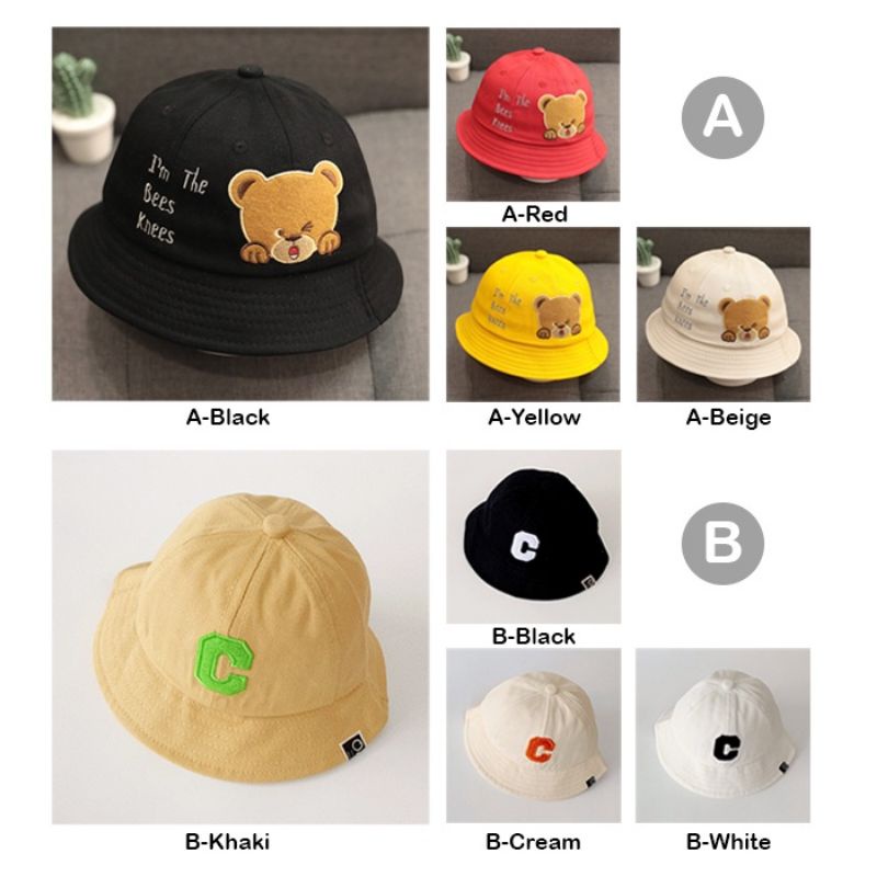 (1-3Y) Korean Boy/Girl Cute Trendy Fashion Embroidery Bear Summer hat ...