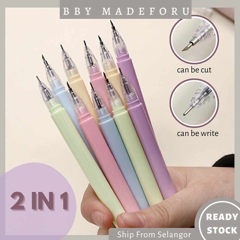 【READY STOCK】Double-Head 2in1 gel pen cutter Morandi Retractable Cutter ...