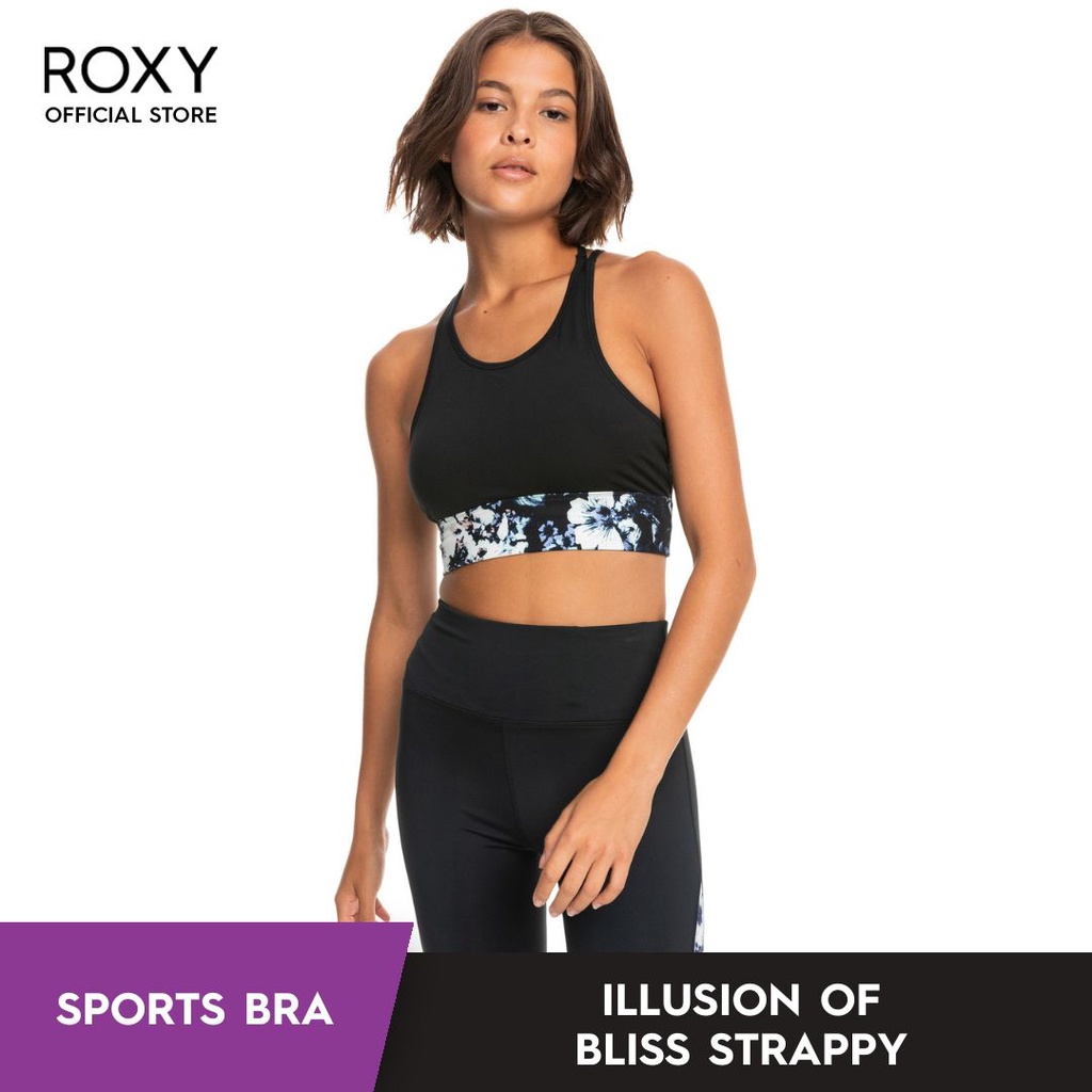 Roxy Women Illusion Of Bliss Strappy Sports Bra - True Black | Shopee ...