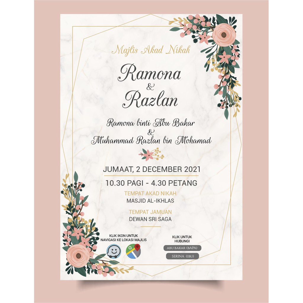 1 PAGE Kad Kahwin Whatsapp Wedding Card Digital Kad Kawin Whatsapp Saje ...