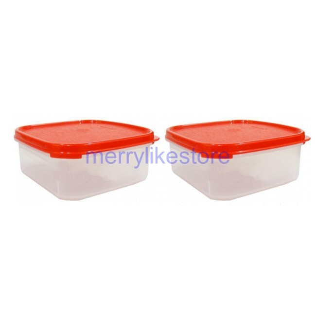 NEW Tupperware Modular Mates Square I 1.2L Red ( set of 2 ) | Shopee ...
