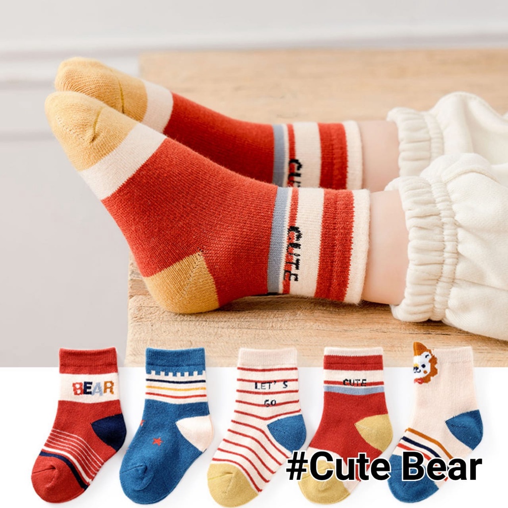 Stokin Budak Korean Style Baby Socks Kids Sock For 1Y-12Y (5 Pair ...
