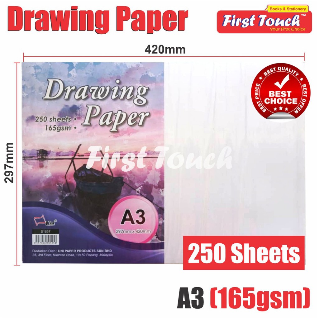 Drawing Paper 250's B4 / A3 (100gsm / 135gsm / 165gsm) / Kertas Lukisan ...