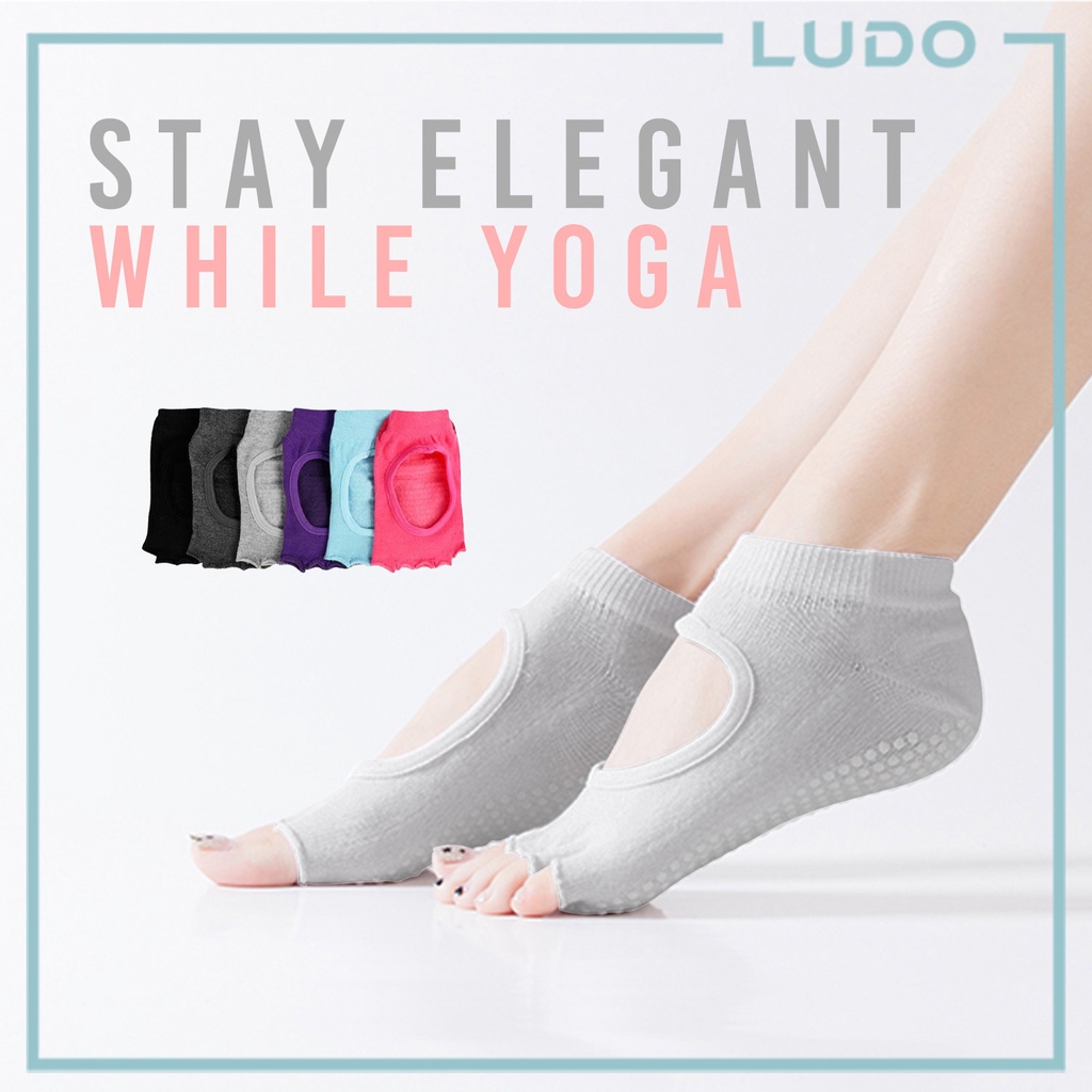 Yoga Toe Socks Anti Slip Cotton No Show / Stokin Yoga Jari Anti ...