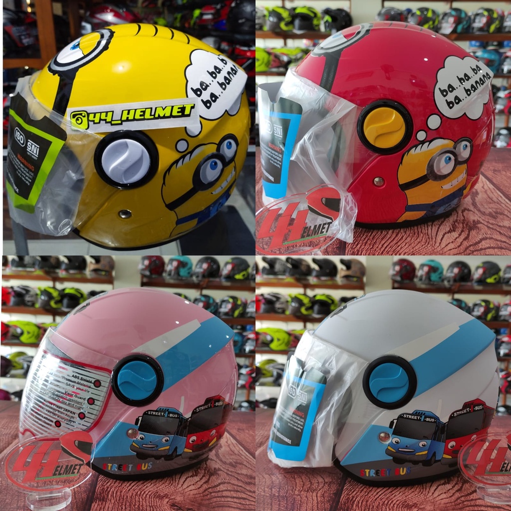 Jpn Child Helmet Motif Minions Cars Pony Spiderman LOL | Shopee Malaysia