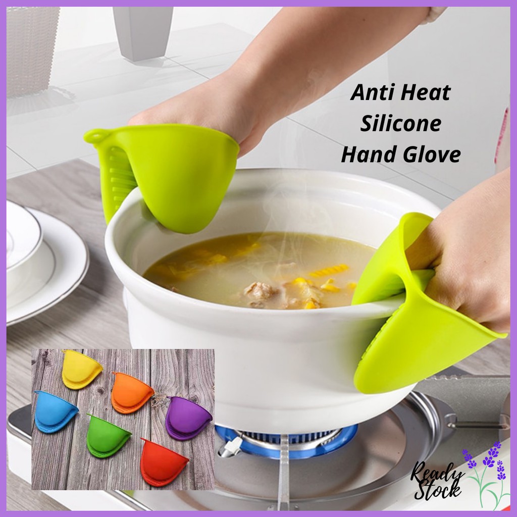 Colourful Anti Heat Silicone Hand Glove Kitchen Insulation Hot Pot Oven ...