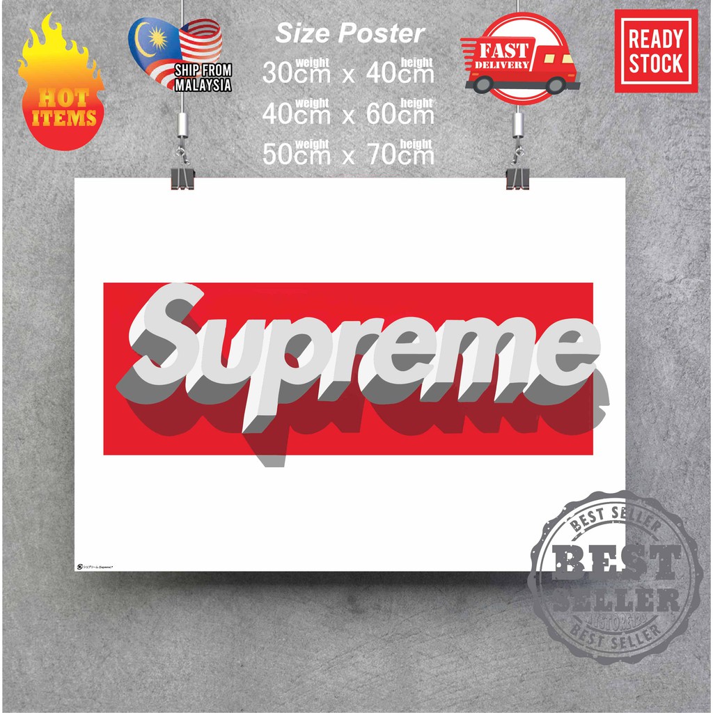 [Ready Stock] Supreme poster Sticker | Streetwear poster | Street icon ...