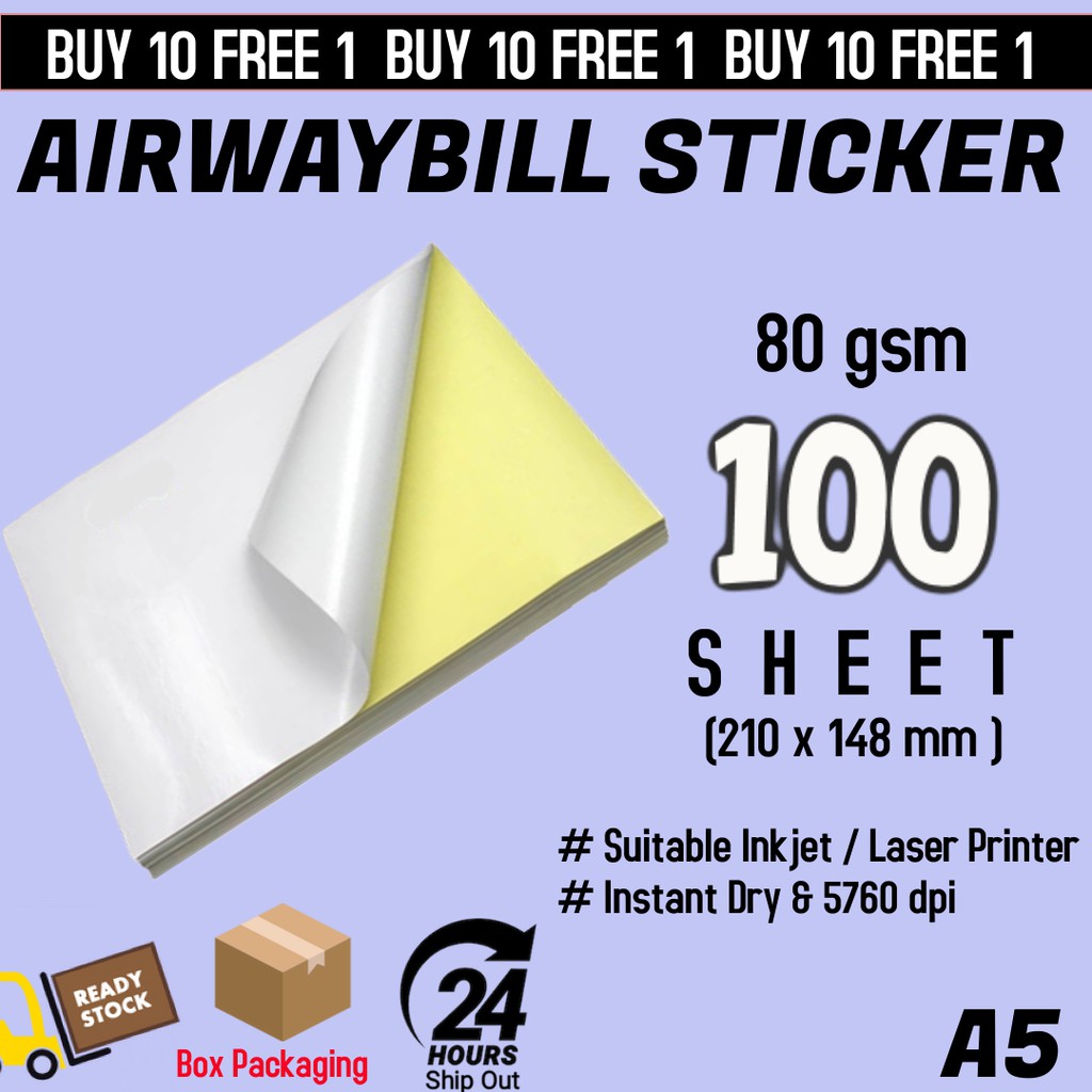 A5 Waybill Glossy Matte Sticker 100 Pieces Consignment Note Shipping ...