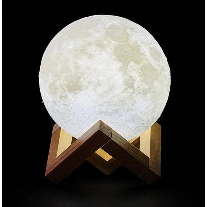 3D Print Rechargeable Moon Lamp LED Night Light Creative Touch Switch ...