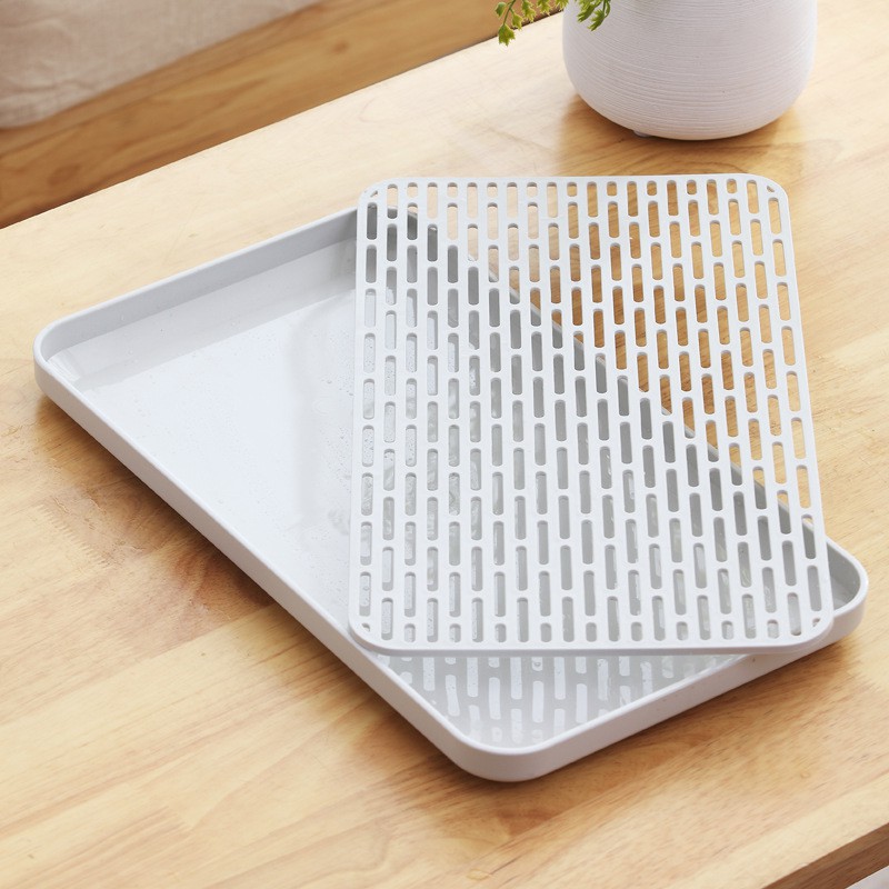 Kitchen tray organizer double layer plastic tray dish drainer drying ...