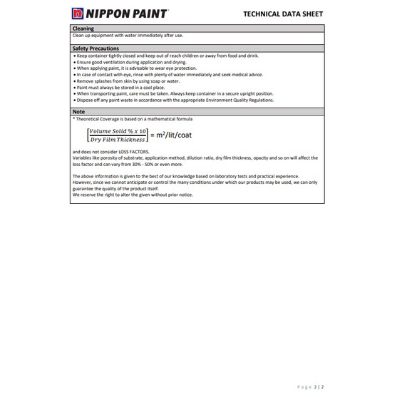 Nippon Paint EasyWash Interior collection 1 Liter Reticent White 1083P ...