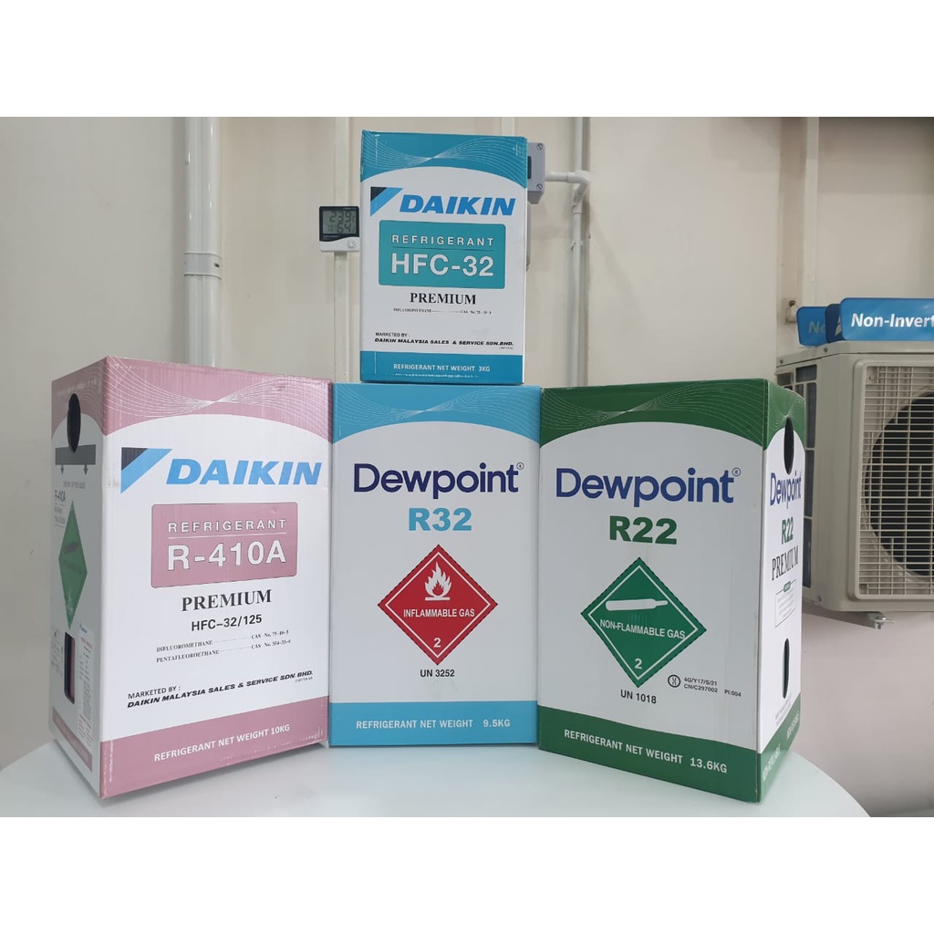 DEWPOINT (PREMIUM) REFRIGERANT GAS R22 13.6KG GAS R32 9.5KG GAS R32 3.0KG GAS R410 10KG | Shopee ...