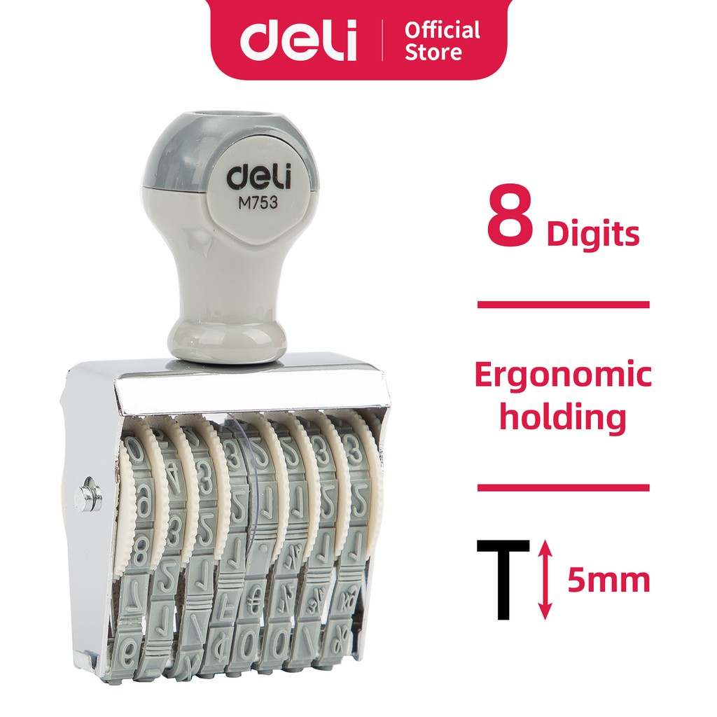 Deli Numbering Machine EM75310 Office Machine 8 Digit Marking Stamping ...